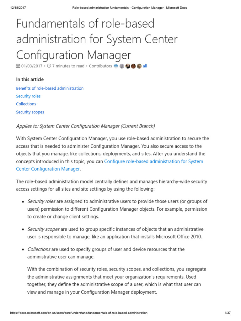 Role Based Administration Fundamentals Configuration Manager Microsoft ...