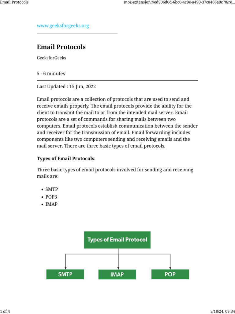 Email Protocols Pdf Internet Protocols Data Transmission