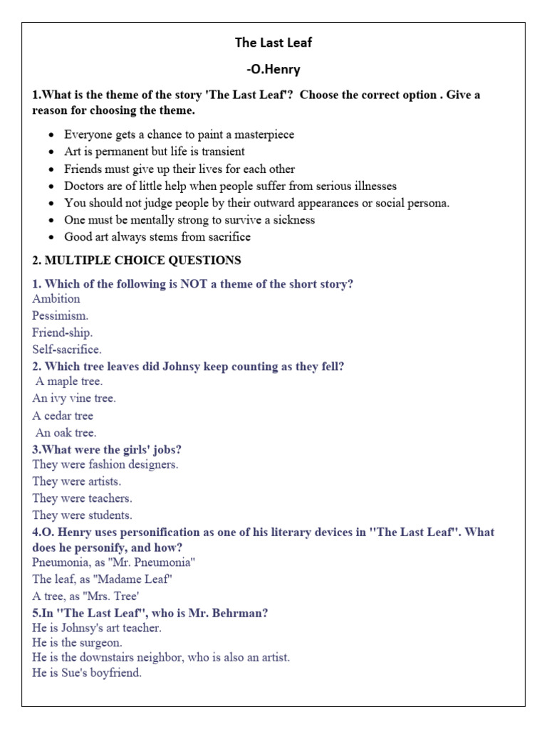 The Last Leaf | PDF | Art