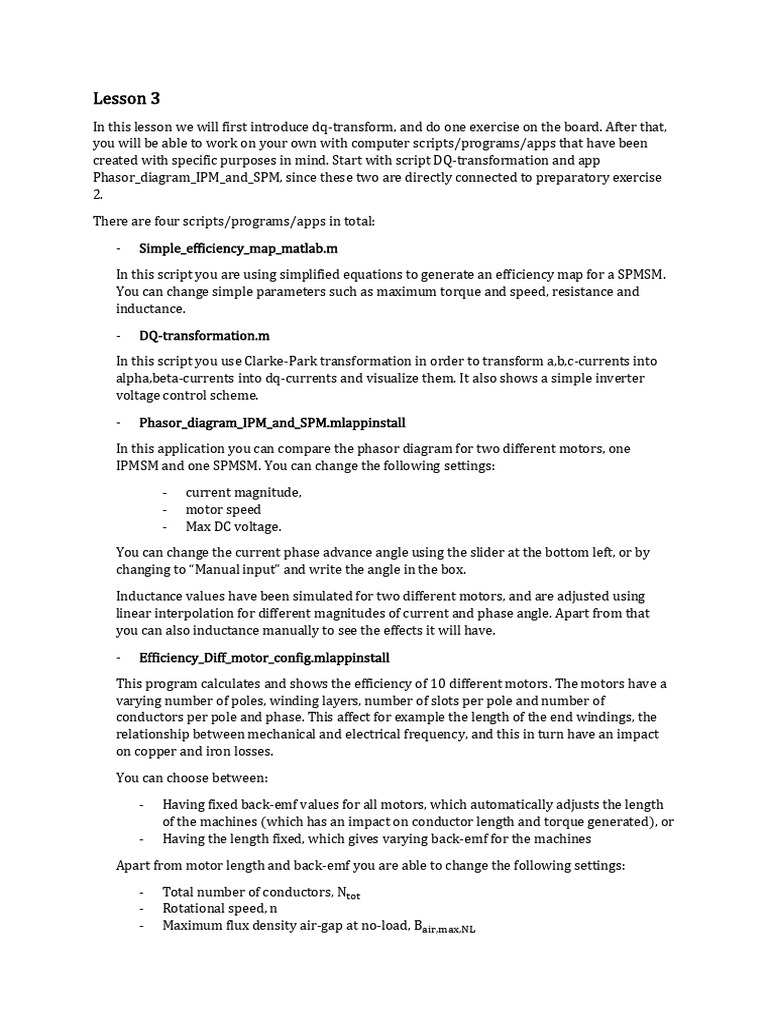 Lesson 3_exercises | PDF | Electric Motor | Inductance
