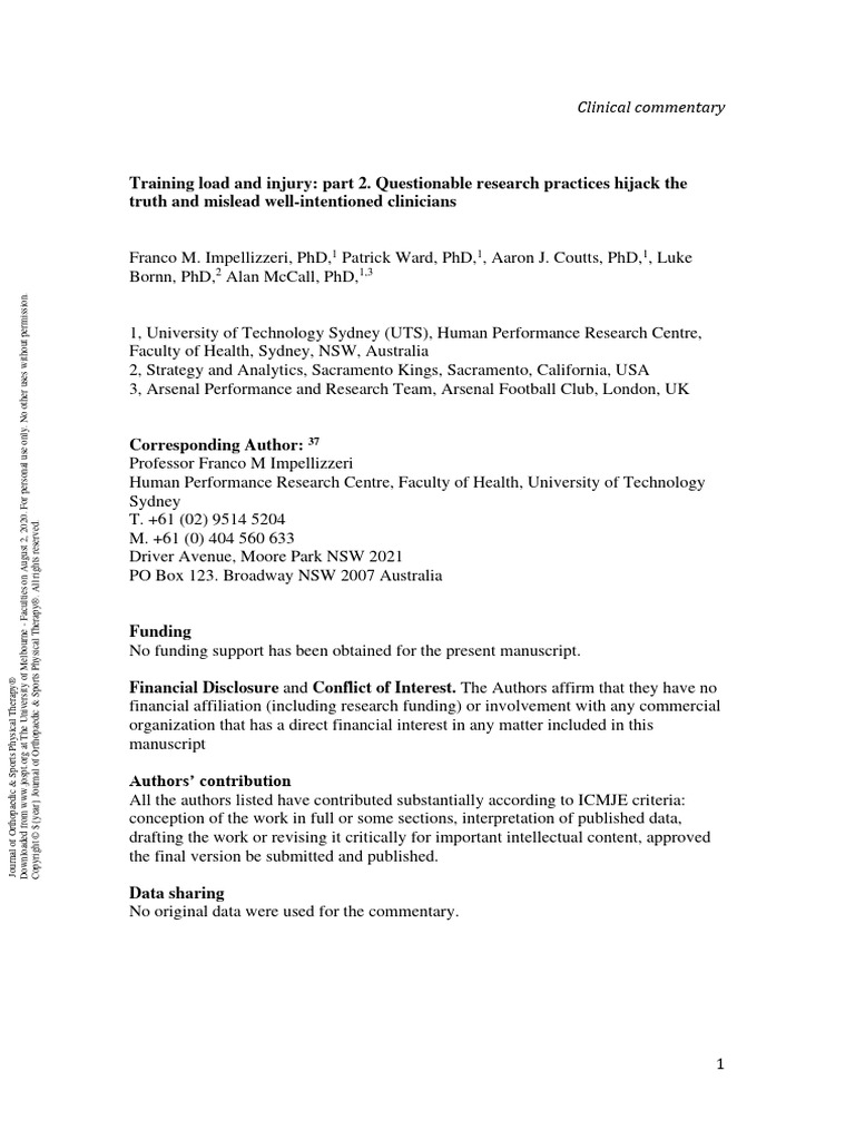 Training Load and Injury - Part 2. Questionable Research Practices Hijack The Truth and Mislead ...
