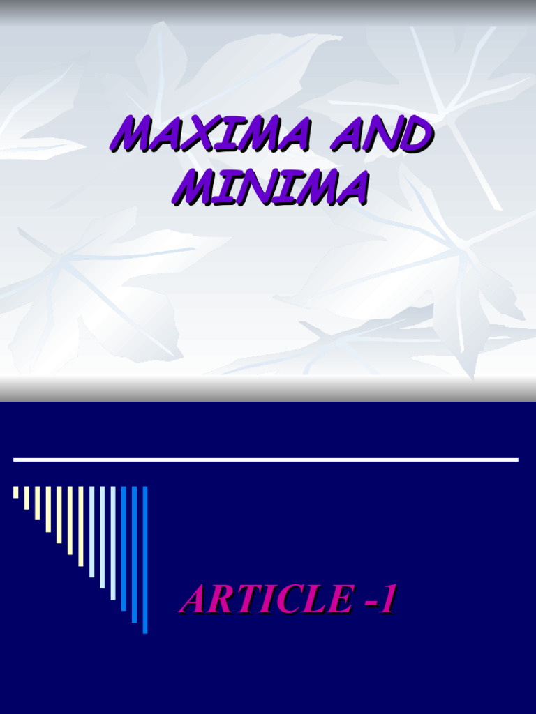 Maxima and Minima | Download Free PDF | Mathematical Analysis | Mathematical Relations