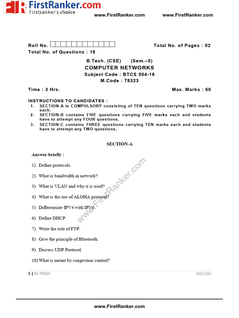CN 2021 Jan | PDF | Computer Network | Computer Engineering