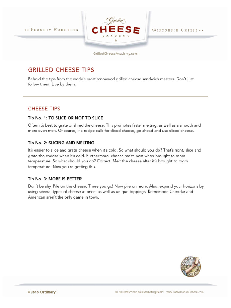 Grilled Cheese Tips | PDF | Cheese | Butter