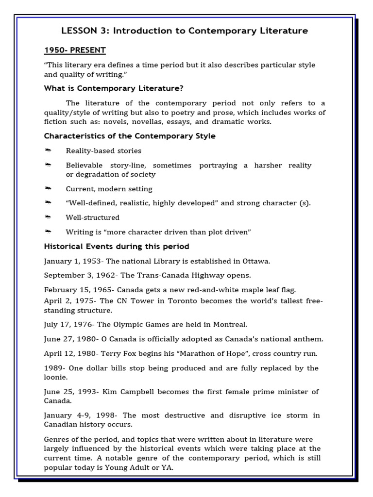 Introduction to Contemporary Literature | PDF | Narrative | Genre