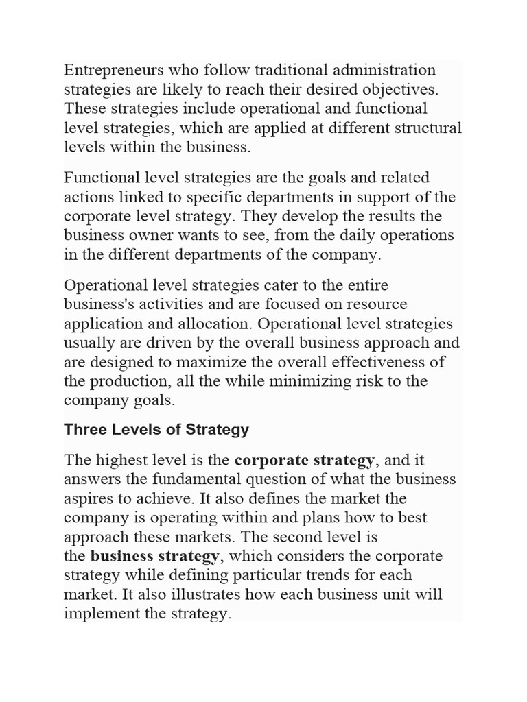 Functional & Operational Level Strategies | PDF | Leadership ...