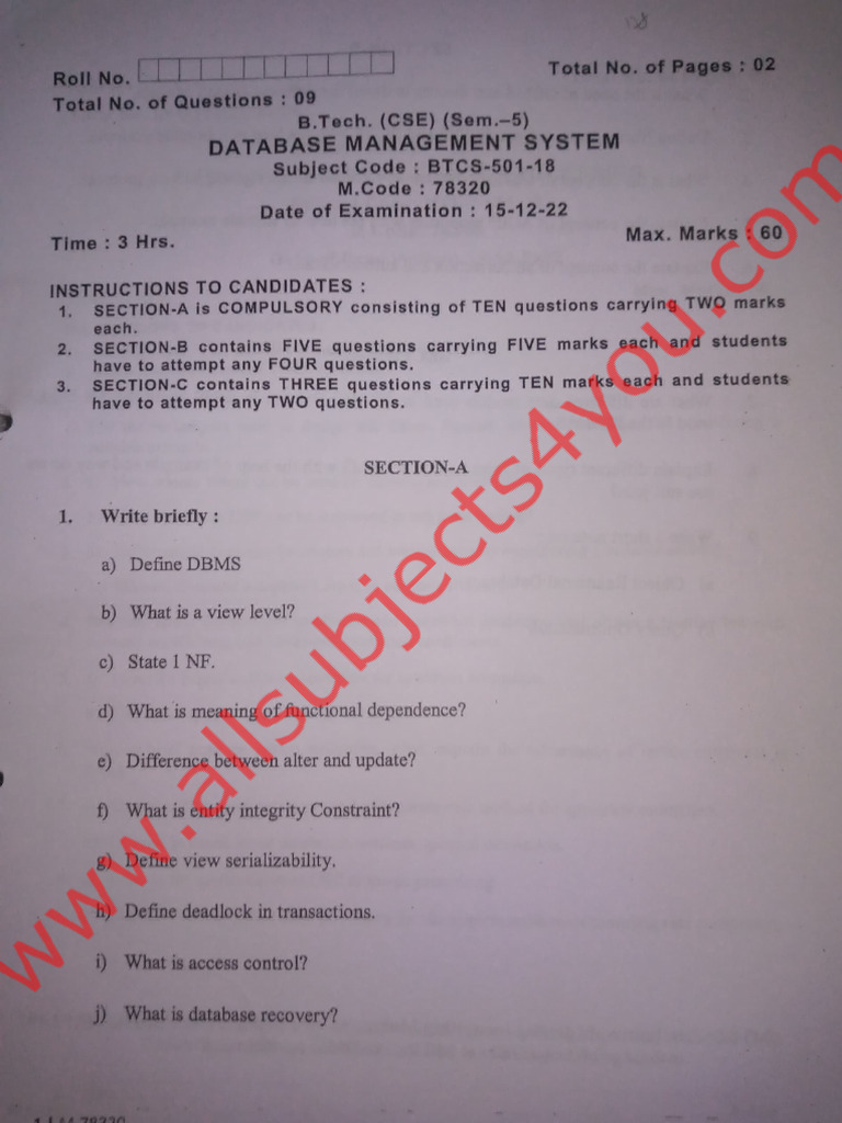 DBMS 2023 JAN | PDF | Databases | Relational Database DBMS 2023 JAN | PDF | Databases | Relational Database