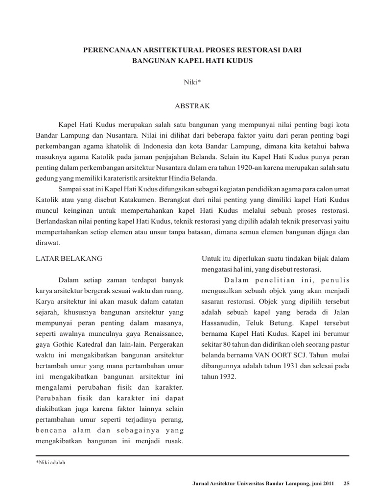 Dokumen - Tips Perencanaan Arsitektural Proses Restorasi Dari | PDF | Ilmu Sosial | Seni