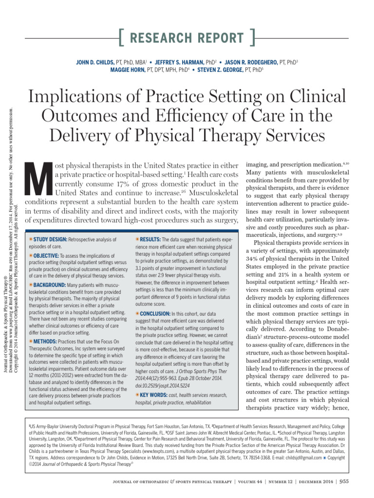 Jospt 2014 5224 | PDF | Physical Therapy | Hospital