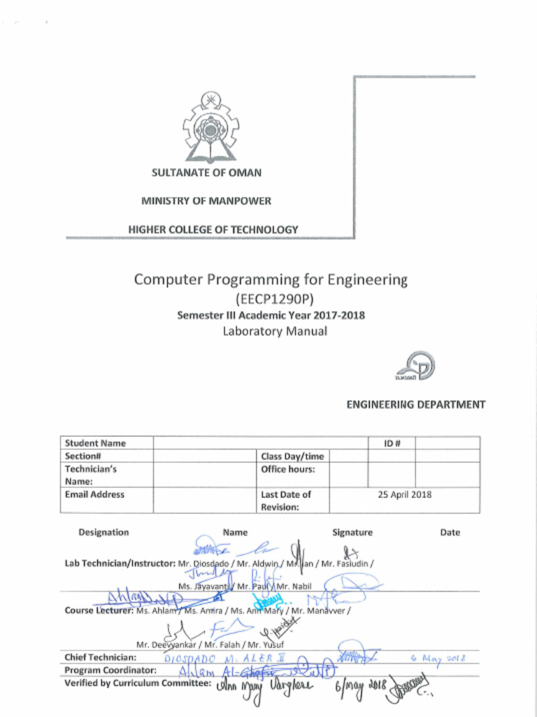 Eecp1290 Laboratory Manual | PDF