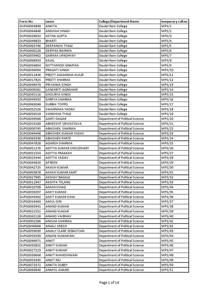 Temporary Roll No For IA 2023 24 4 Nov 2023 PDF