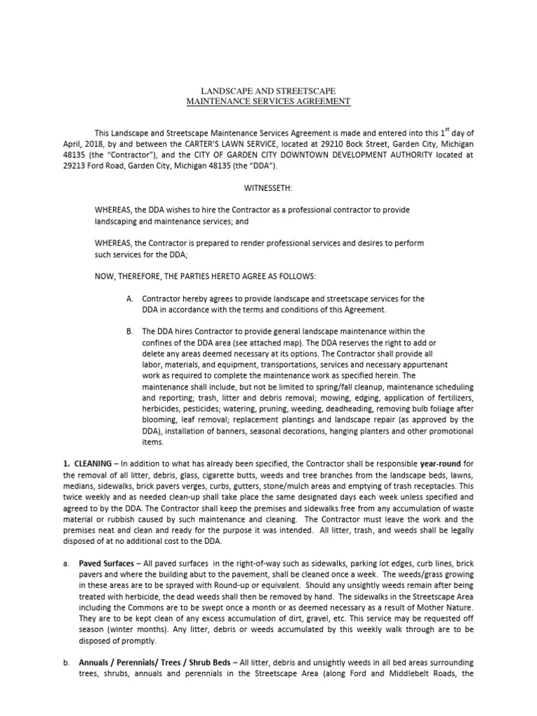 Carter Maintenance Contract | PDF | Mulch | Lawn