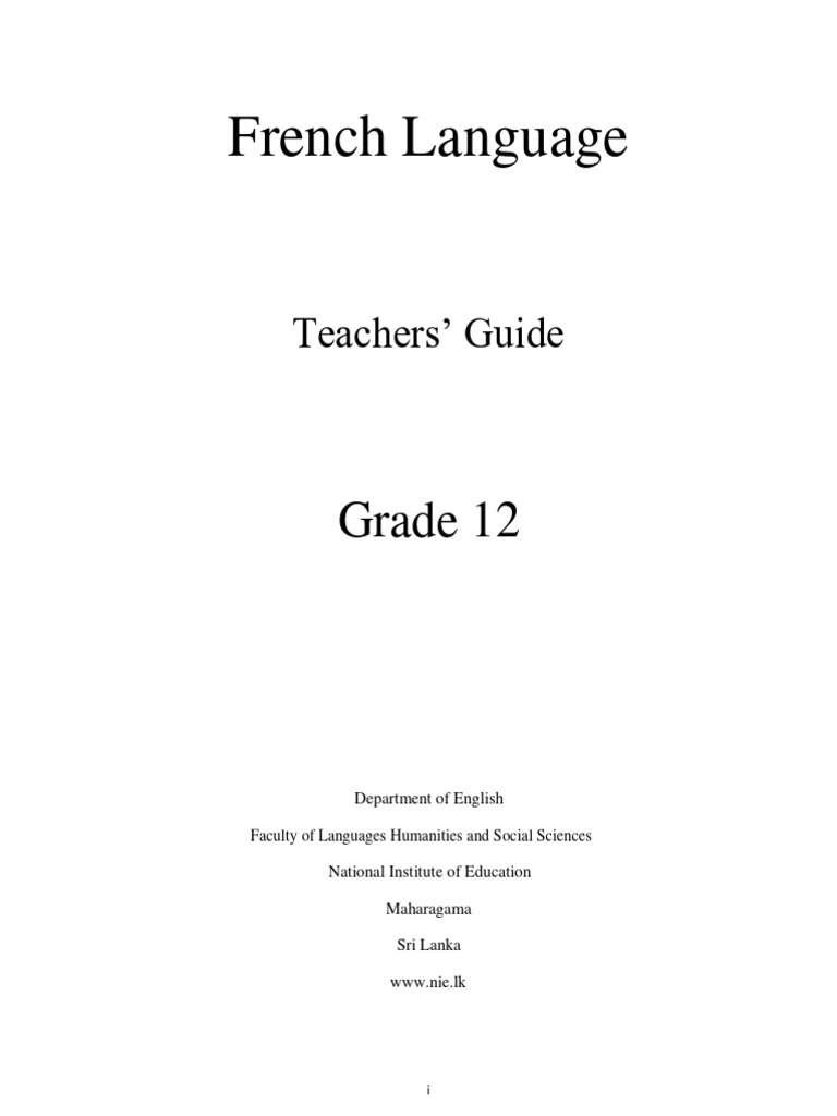 Grade 12 French Teachers' Guide | PDF | Teachers | Curriculum