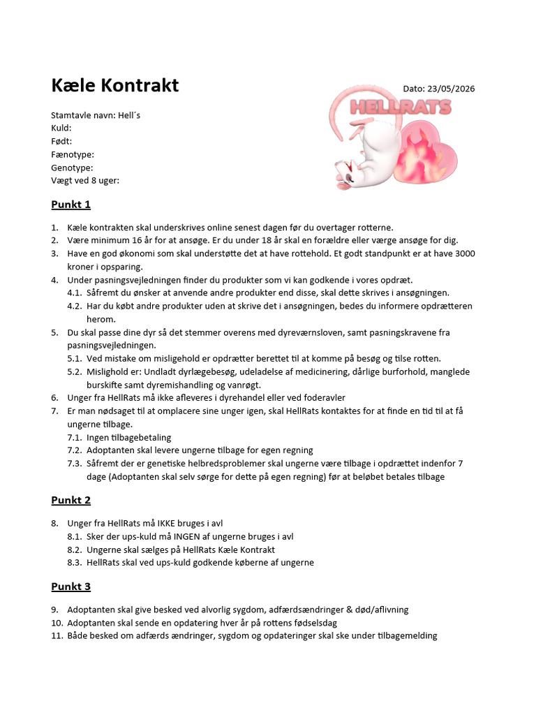 Kæle Kontrakt: Punkt 1 | PDF