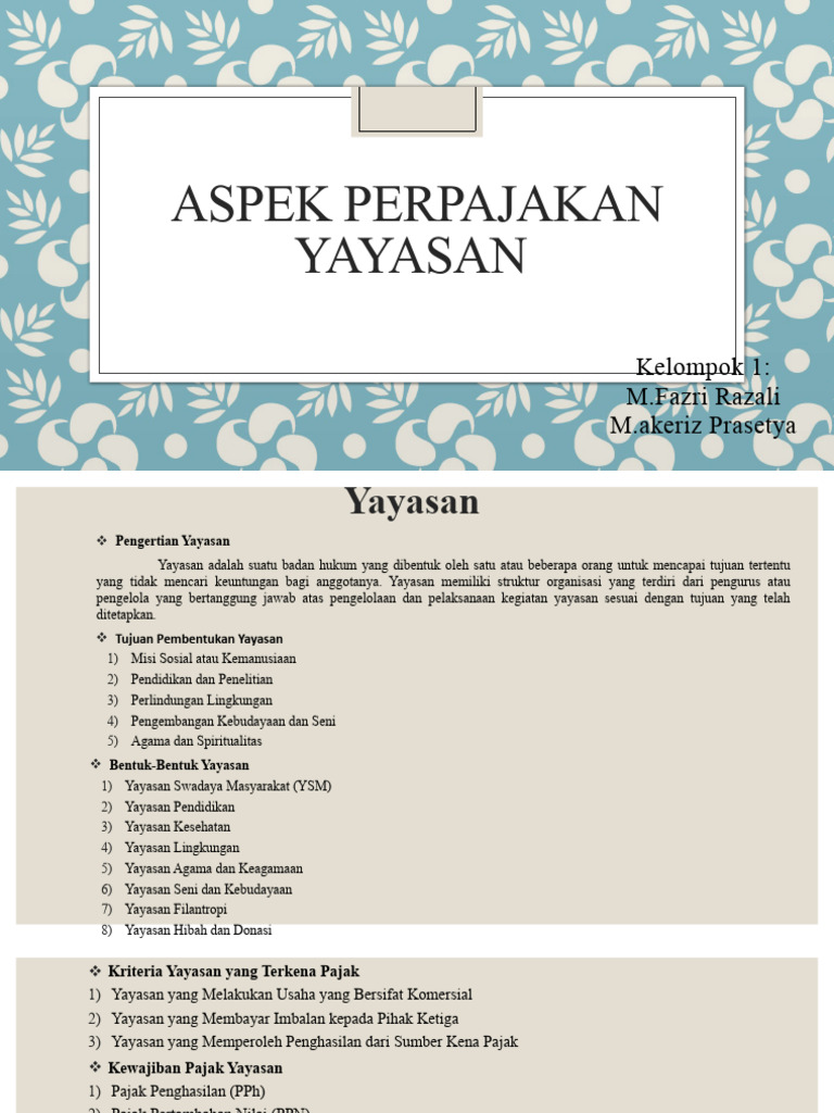 Aspek Perpajakan YaYASAN | PDF | Bisnis | Hukum