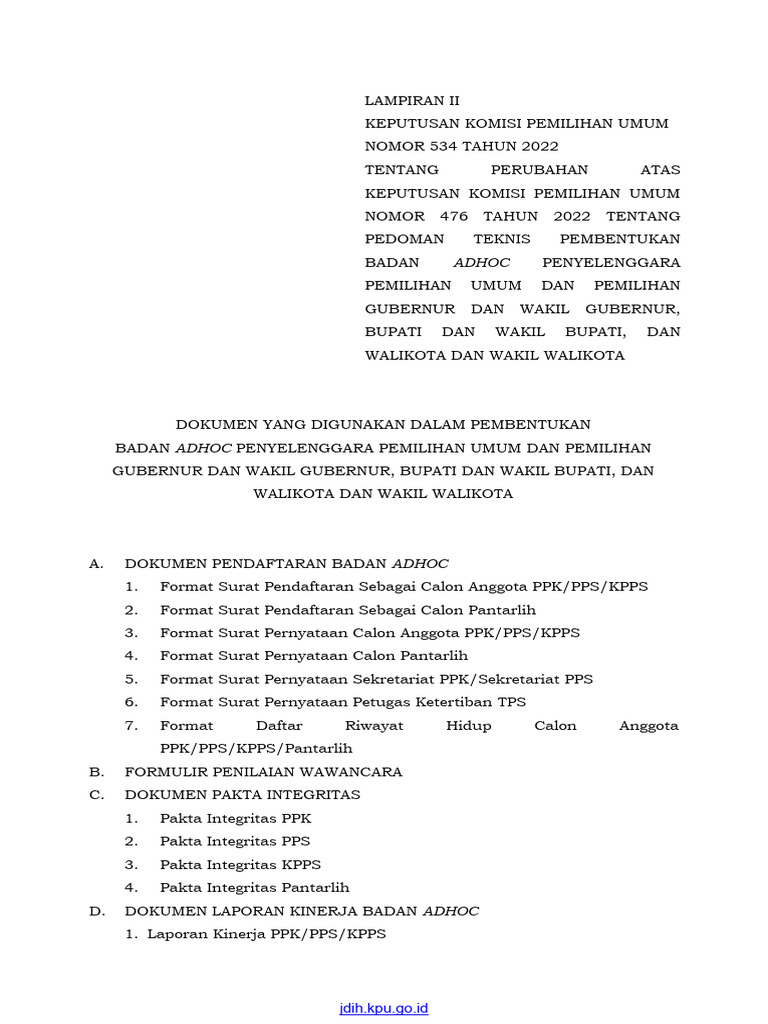 Surat Surat Pendaftaran KPPS Pemilu 2024 | PDF