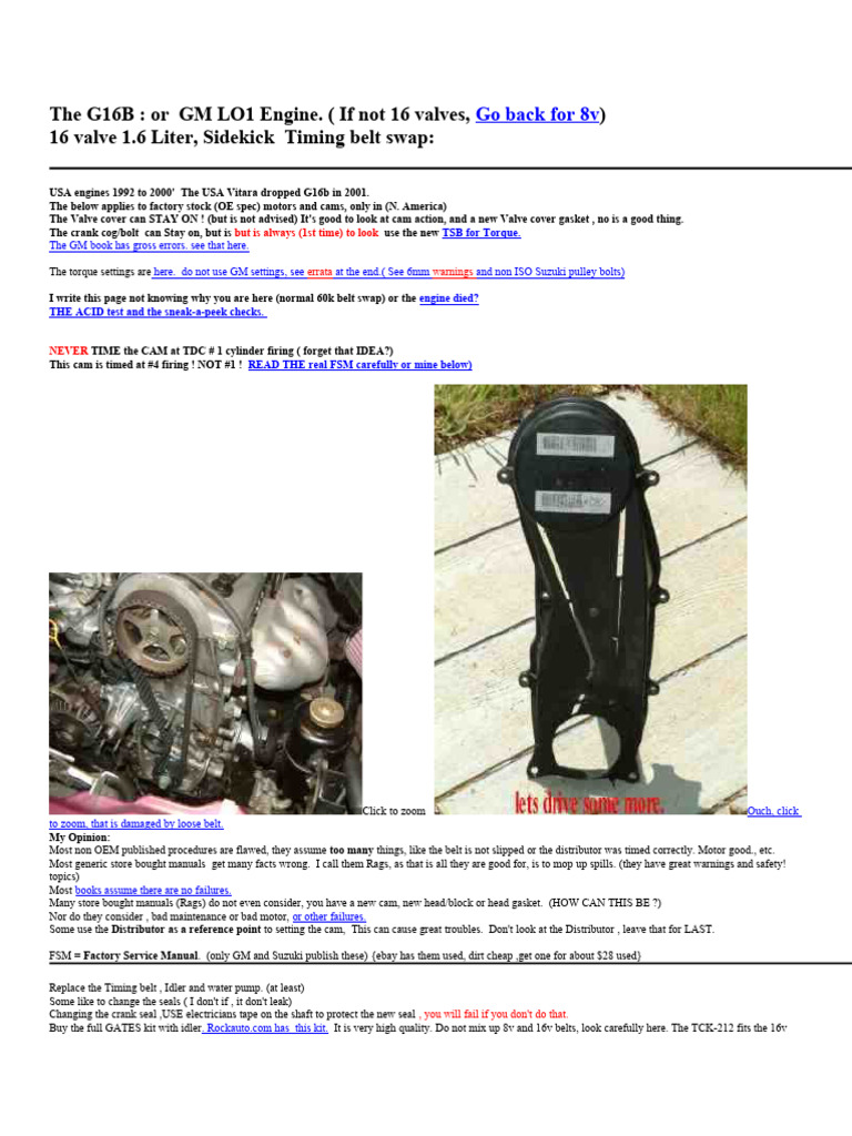 Vitara G16B Timing | Download Free PDF | Belt (Mechanical) | Nut (Hardware)