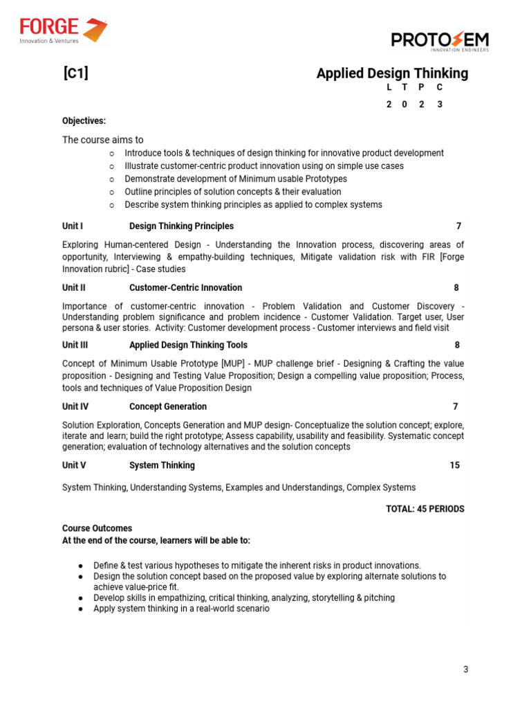 Applied Design Thinking Course Overview | PDF | Design Thinking | Thought