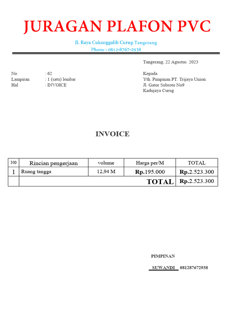 Invoice Ruang Tangga | PDF