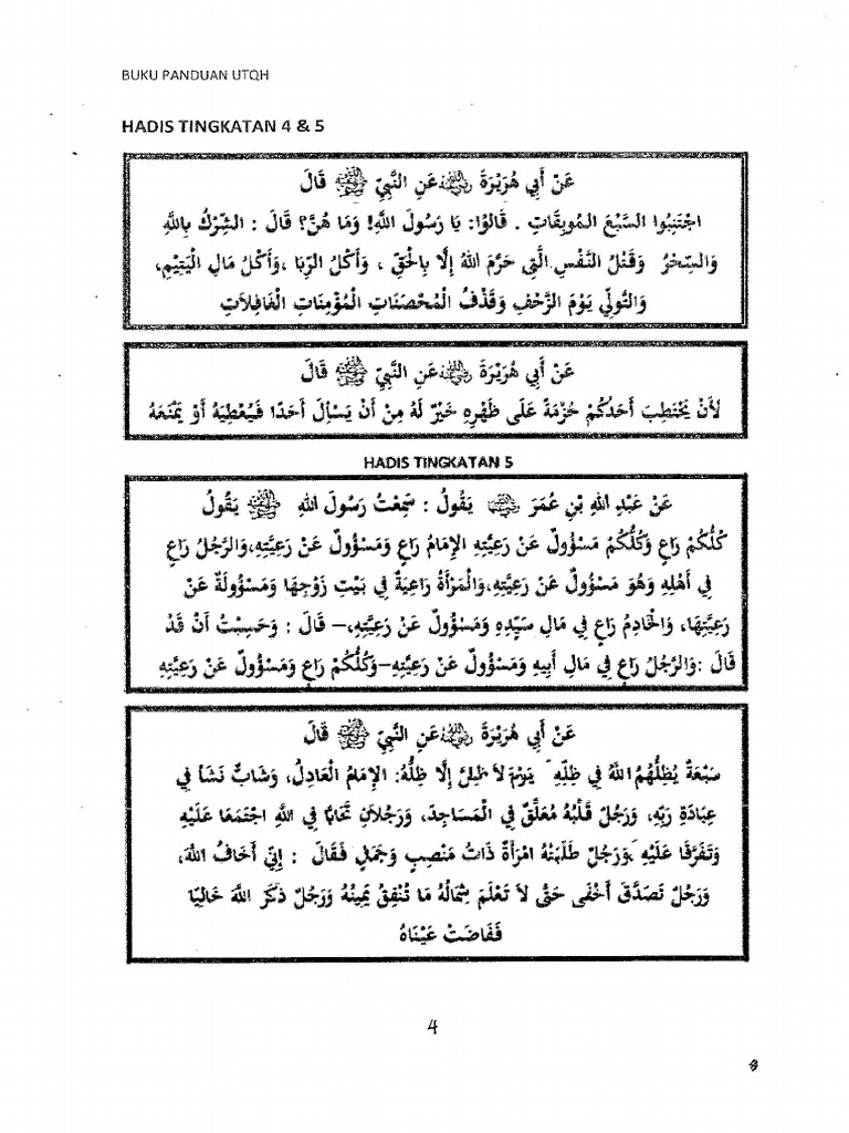Utqh Hadis Tingkatan 4 Dan 5 | PDF