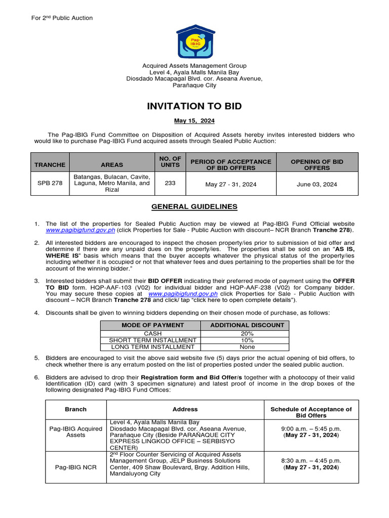 NCR_T-278-WD_051524 | Download Free PDF | Auction | Metro Manila