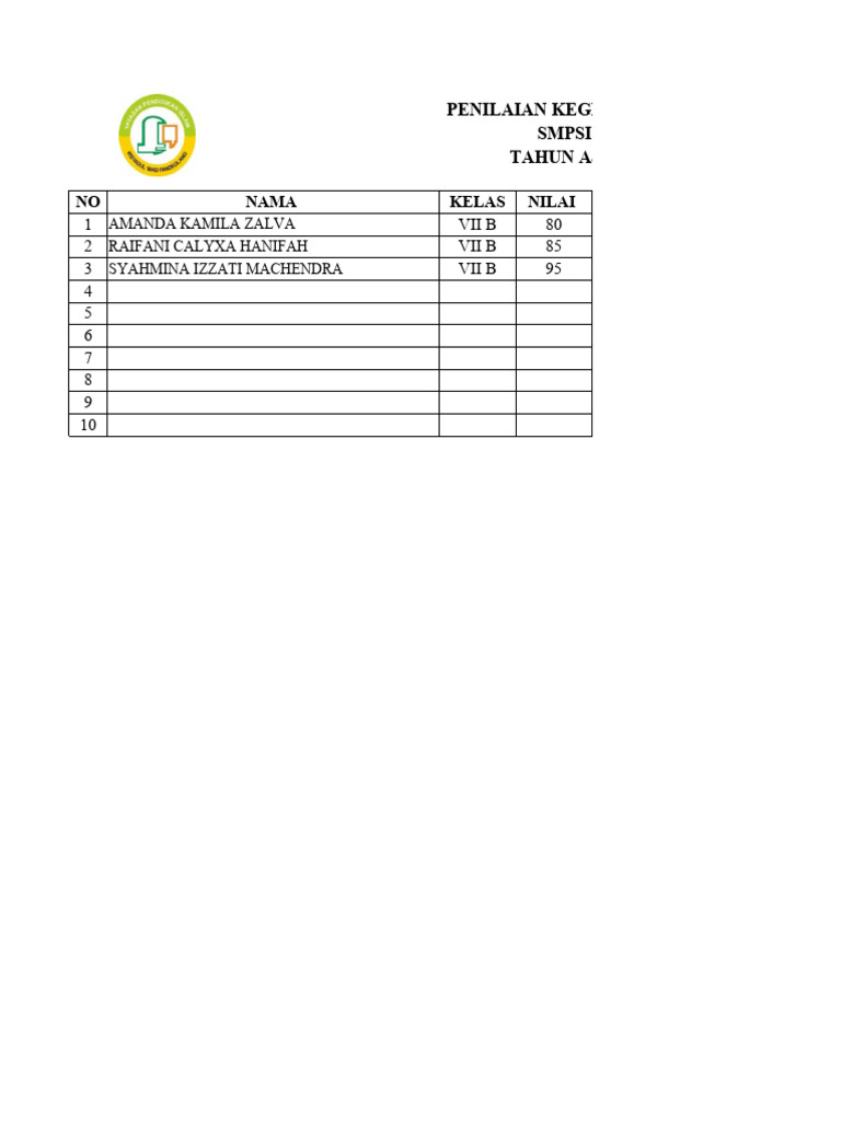Nilai Ekskul Menggambar | PDF
