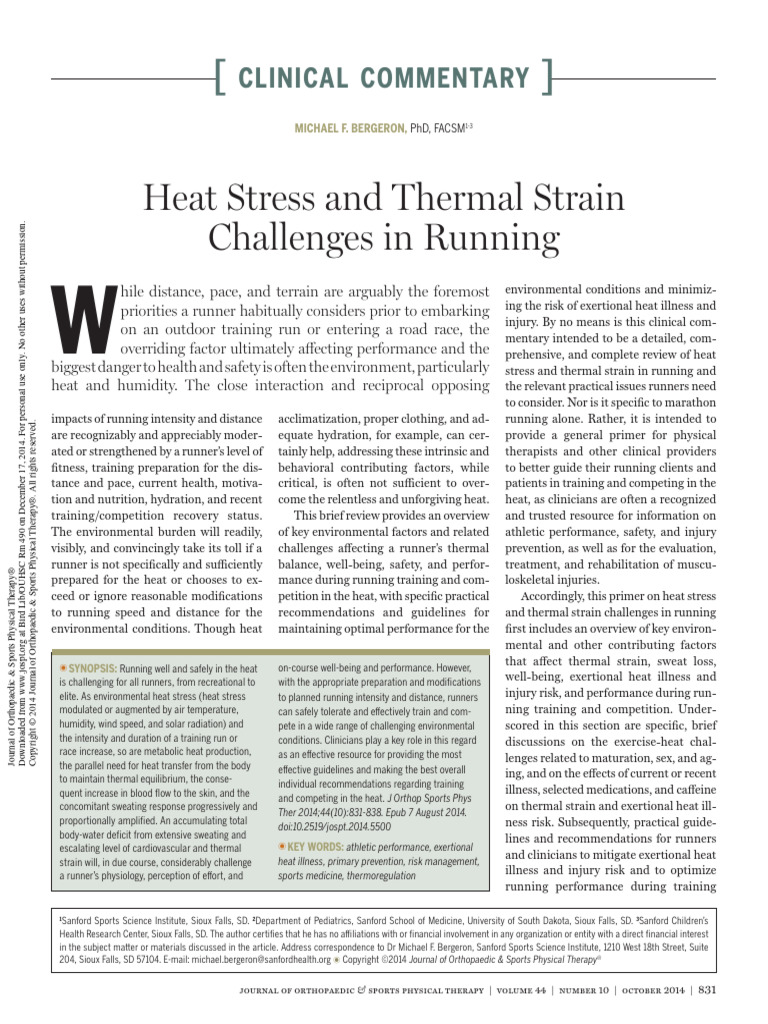 Jospt 2014 5500 | PDF | Hyperthermia | Dehydration