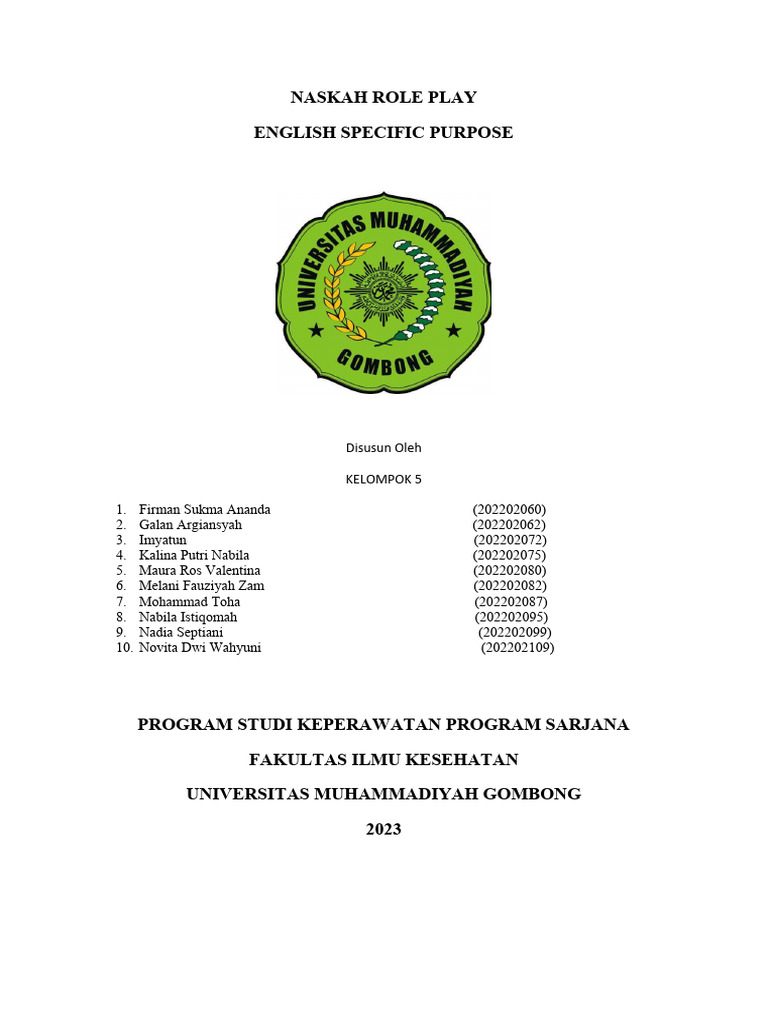 NASKAH ROLE PLAY ESP Kelompok 5 | PDF | Health Care