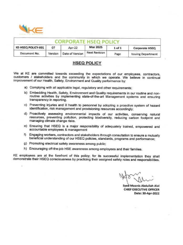 HSEQ Policy - V7 -2022 | PDF