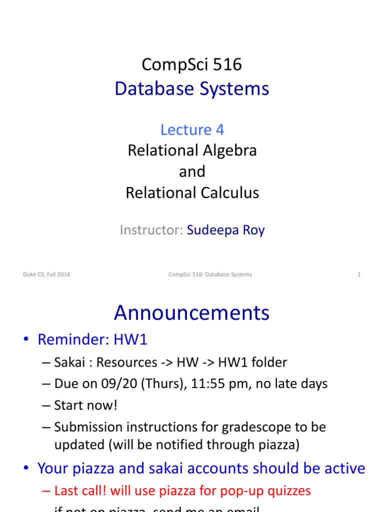 Lecture-4-RA-RC | PDF | Relational Model | Computing