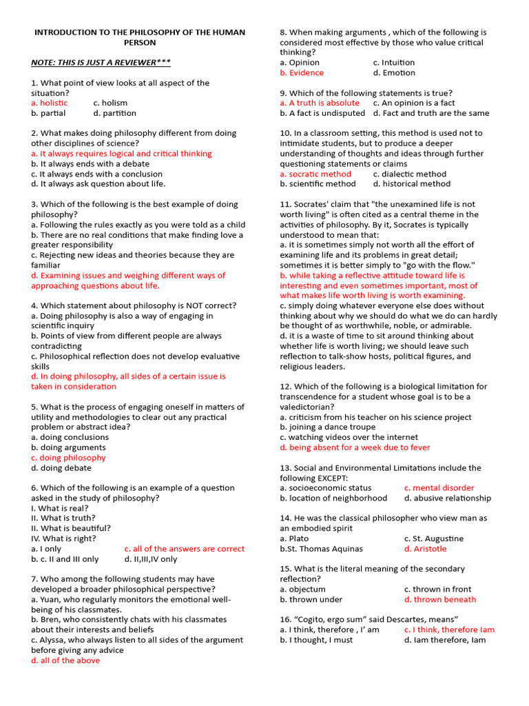 Intro To Philo Reviewer 1 | PDF | Thought | Socrates
