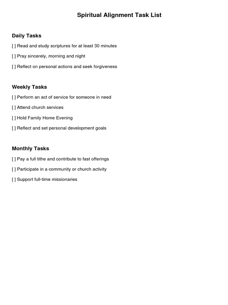 Spiritual Alignment Task List | PDF