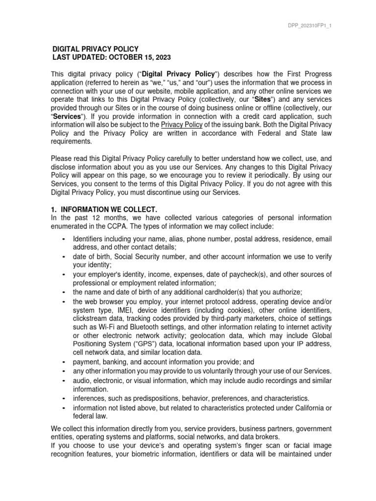 Digital Privacy Policy | PDF | Http Cookie | World Wide Web