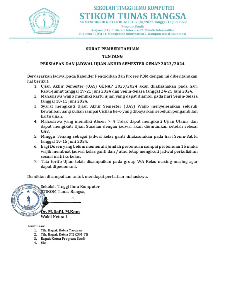 Surat Edaran Uas 1 Pdf