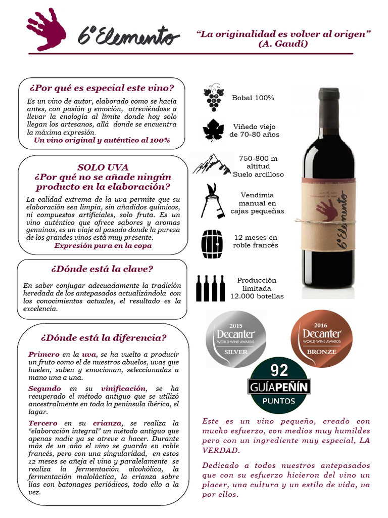 Ficha Vino 6º Elemento 2017 | PDF | Vino | Uva