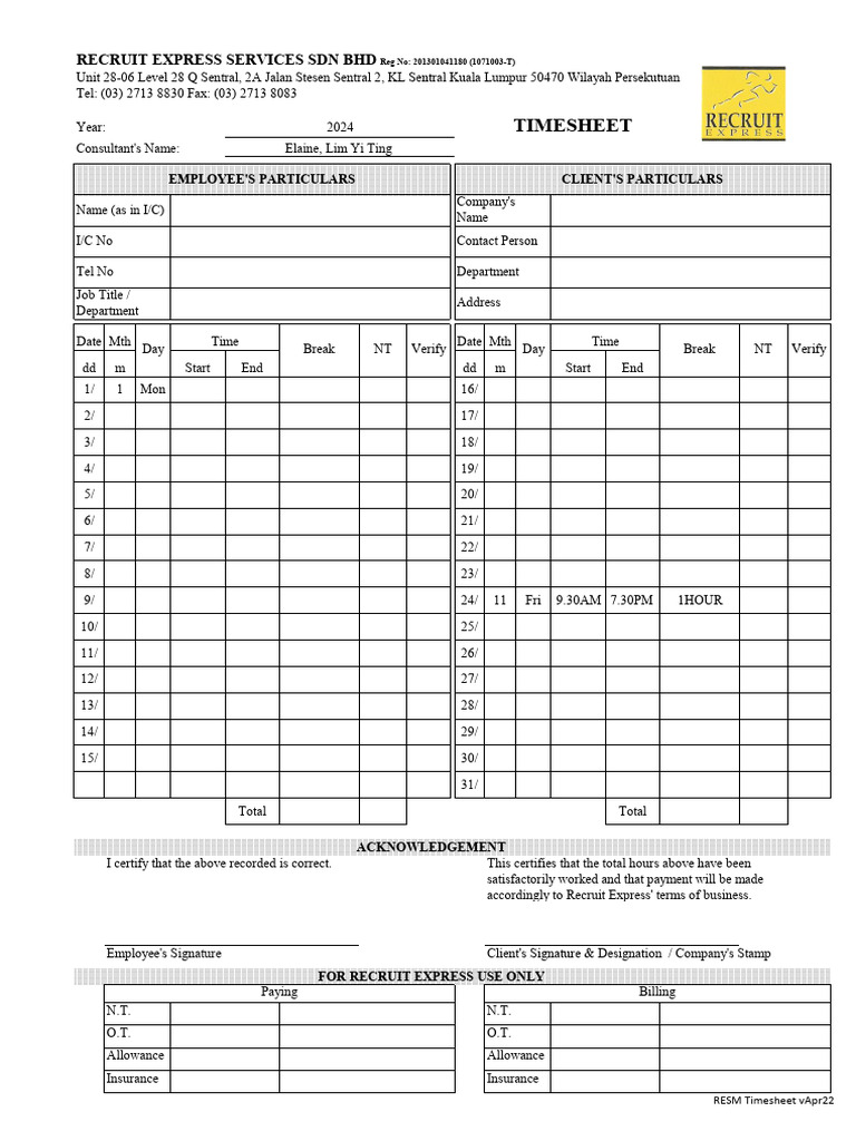 January Timesheet | PDF