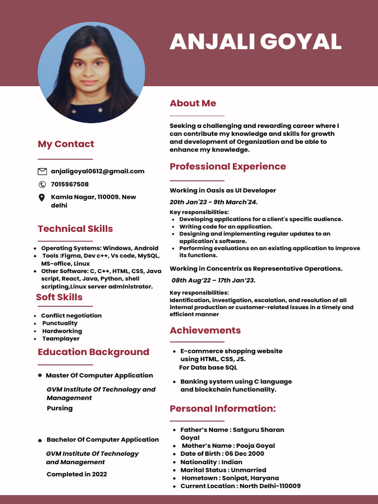 Anjali - Resume 1 | PDF | Application Software | Software Development