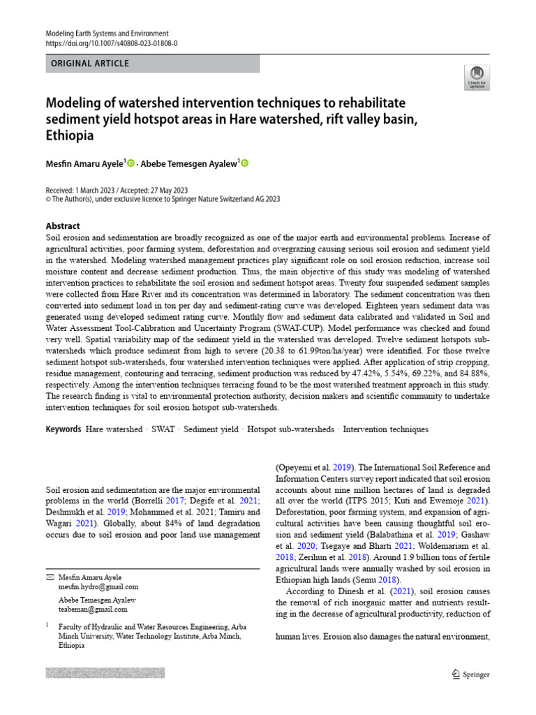 Modeling of Watershed Intervention Techniques | PDF | Soil | Erosion