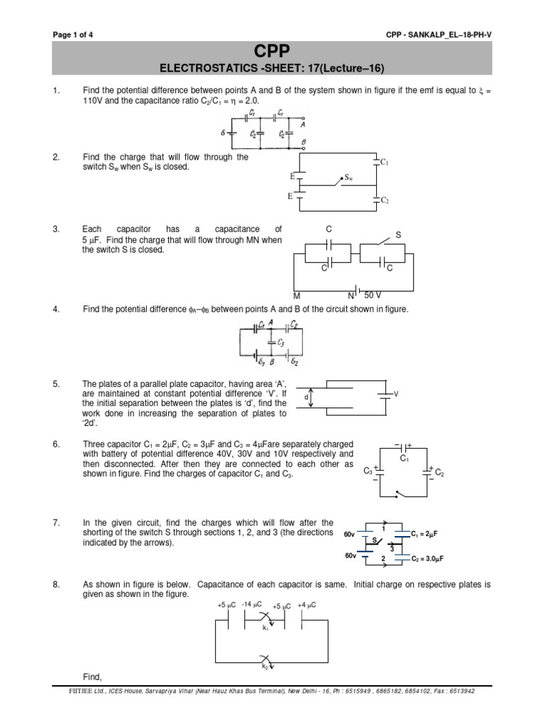 Sankalp Phaseiv El 17 Lecture-16 | Download Free PDF | Capacitance | Capacitor