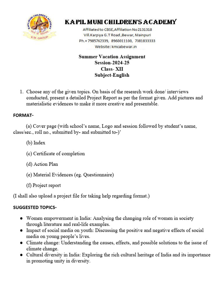 Holiday Homework English Class 12th Pdf English Language Human