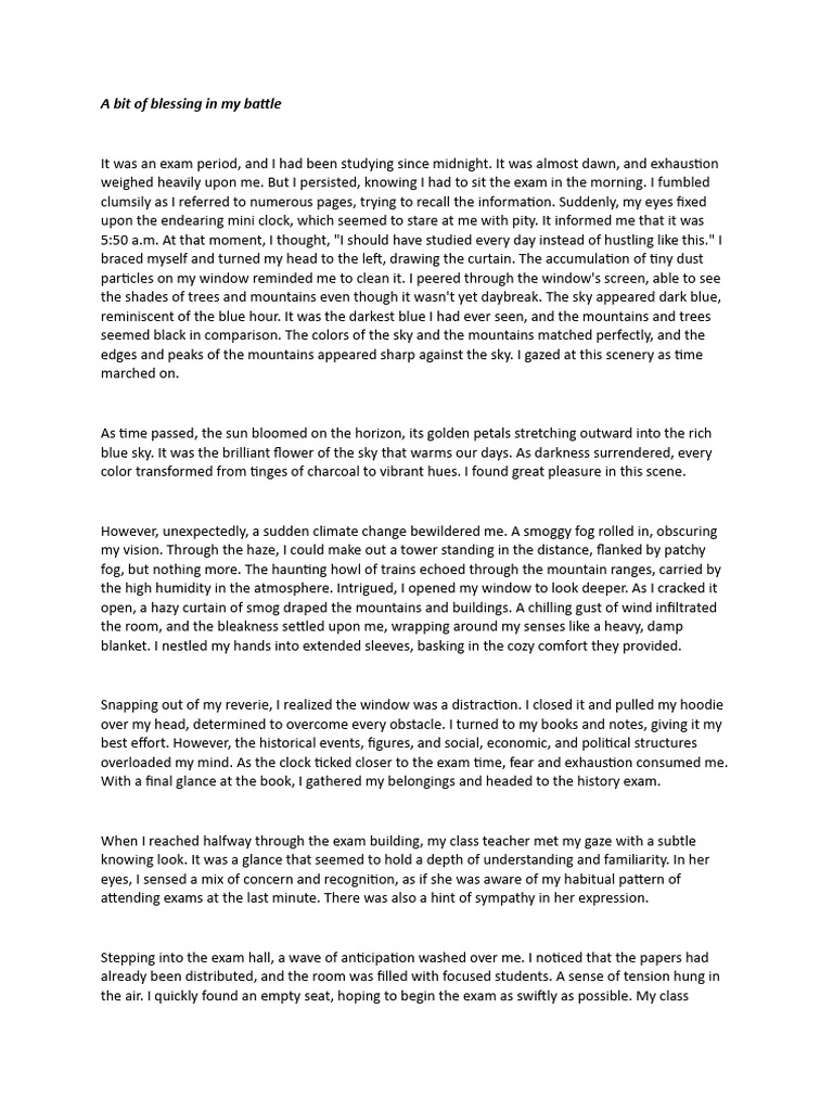 A Bit of Blessing in My Battle | PDF