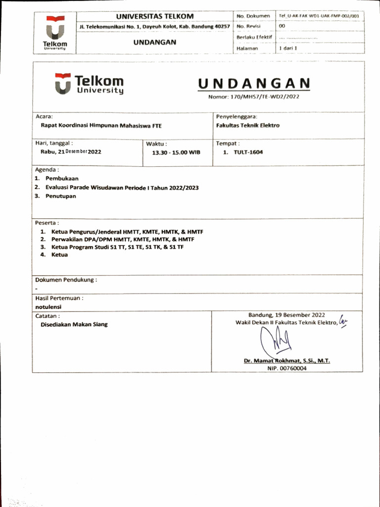 Undangan Rapat Hima FTE 2022 | PDF