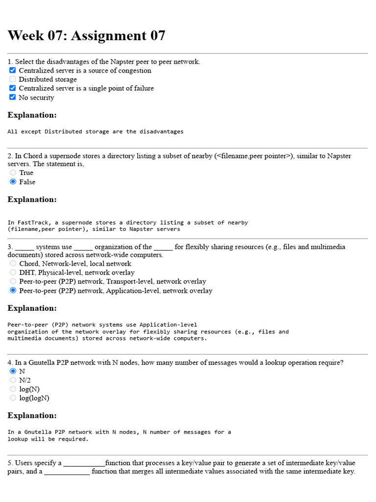 Solution Cs09 Week 07 Assignment 07 | PDF | Peer To Peer | Distributed Computing