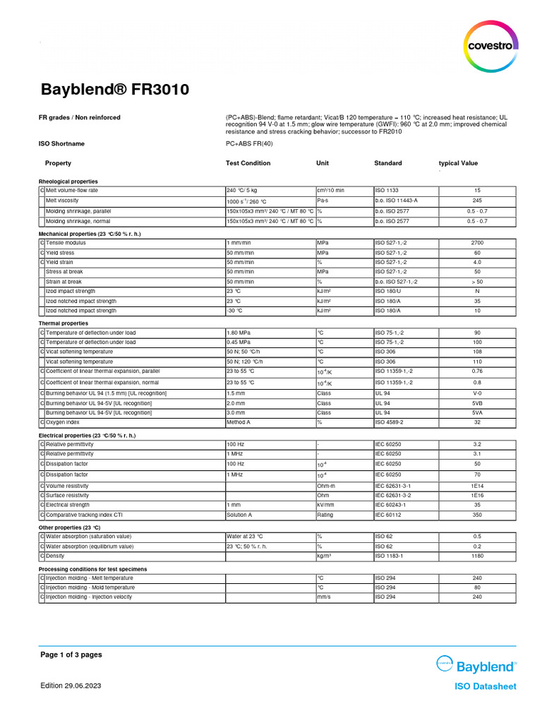 Bayblend FR3010 - en - 00800632 00001688 16072598 | PDF | Strength Of ...