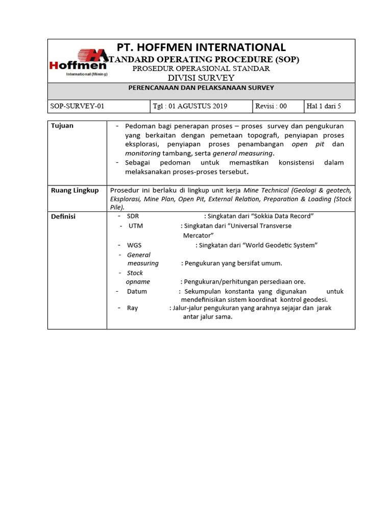 SOP SURVEY SOKKIA SET 510 | PDF
