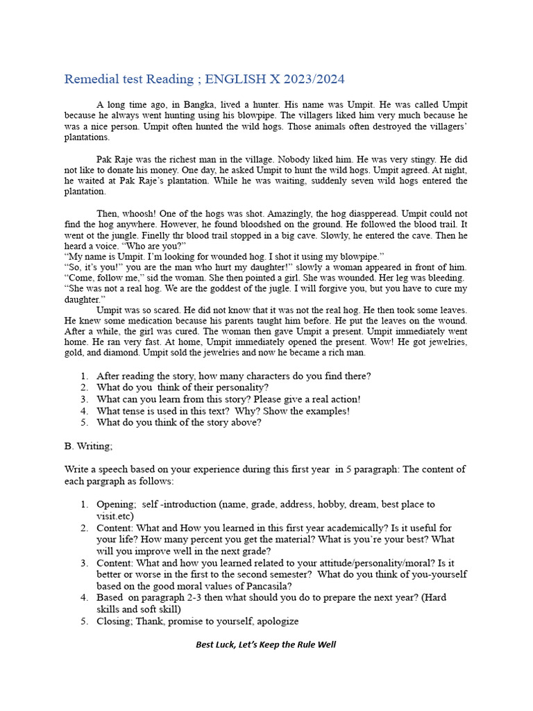 Pre Test Essay PSAT ENGLISH X 2023 | PDF