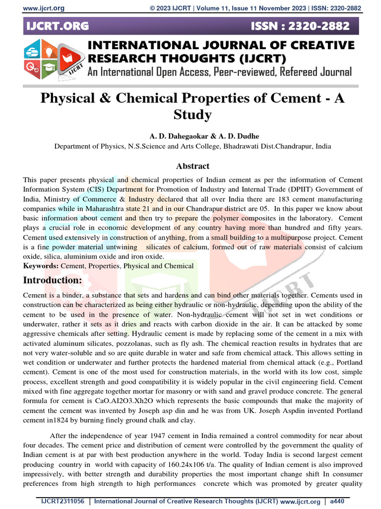 Properties Of Cement Pdf Cement Lime Material