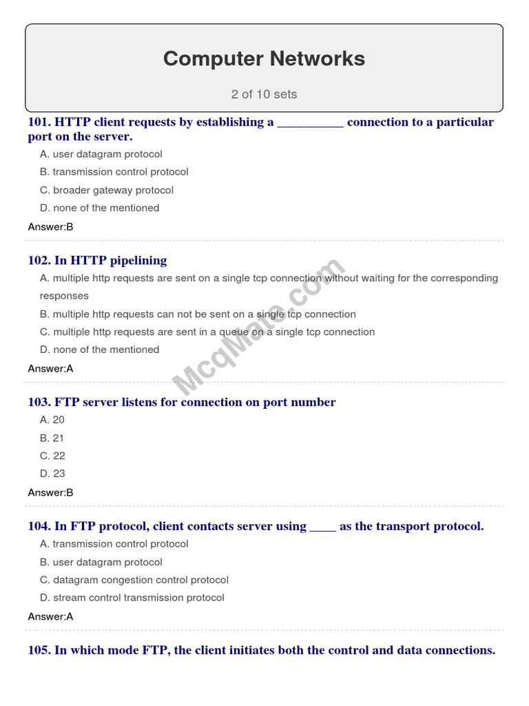 computer-networks [set 2] | PDF | Computer Network | Ip Address
