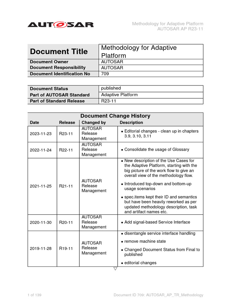 AUTOSAR AP TR Methodology | PDF | Software Development Process | Specification (Technical Standard)