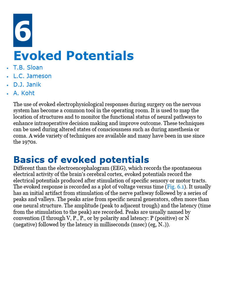 6 Evoked Potentials | PDF | Auditory System | Spinal Cord